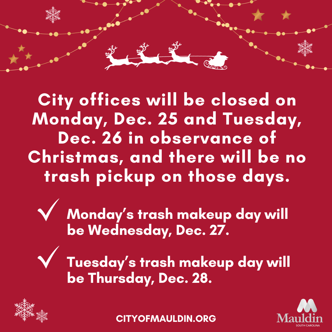 Merry Christmas! City Offices To Close for Holiday, Trash Pickup ...